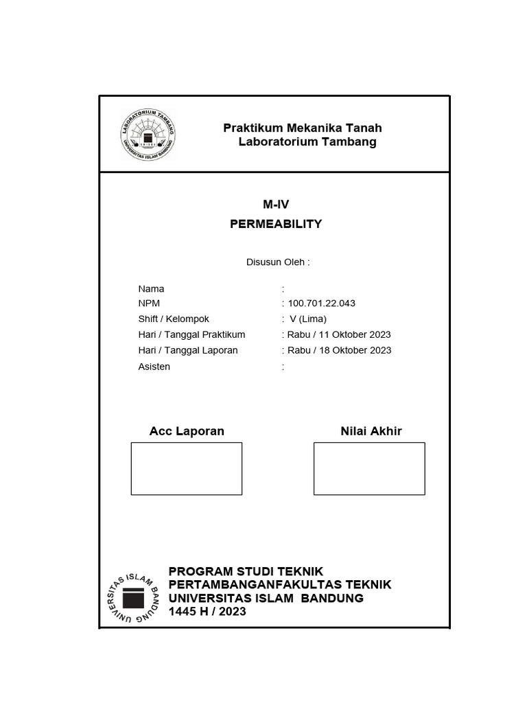 Laporan Awal M - IV Permeability | PDF