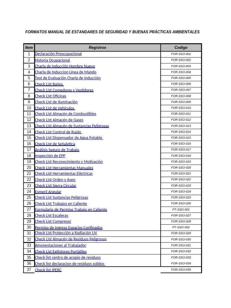 CHECK LIST GENERAL (Recuperado Automáticamente) | PDF | Seguridad y salud ocupacional | Valores