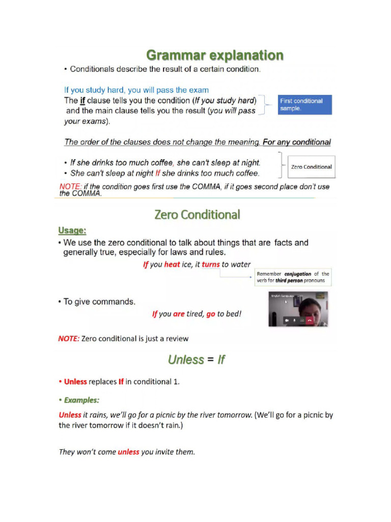 Conditionals English explain | PDF