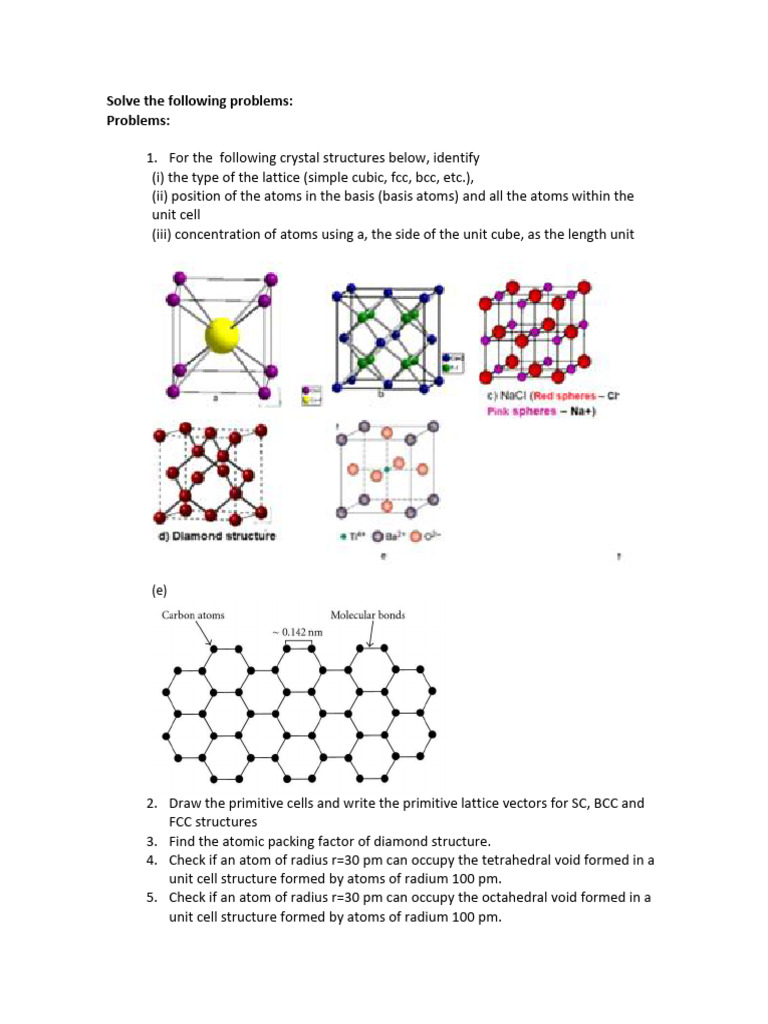 A1a Questionsfinal | PDF | Crystal Structure | Materials