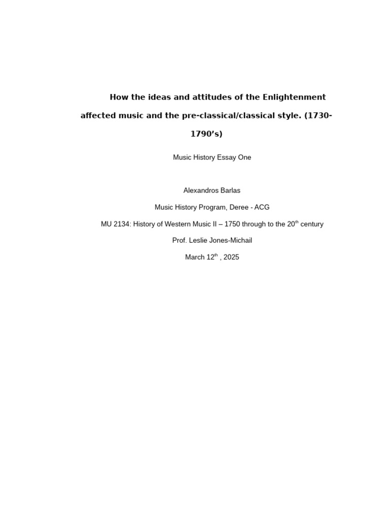 Enlightenment's Impact on Music Style | PDF | Age Of Enlightenment ...