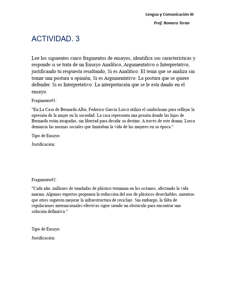 Actividad 3 - Mar2025 | PDF | Ensayos | Análisis