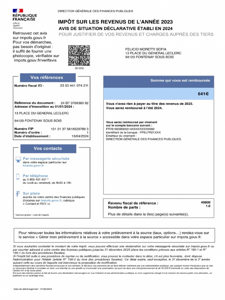 Avis - D - Impot - 2024 - Sur - Les - Revenus - 2023.pdf S | PDF