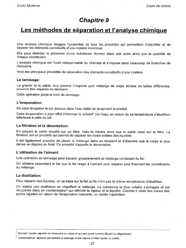Chapitre 9 Les Methodes de Separation Et L Analyse Chimique | PDF