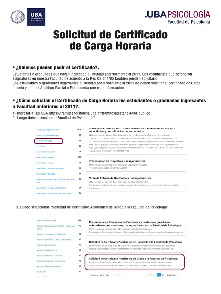 Solicitud de Certificado de Carga Horaria | PDF