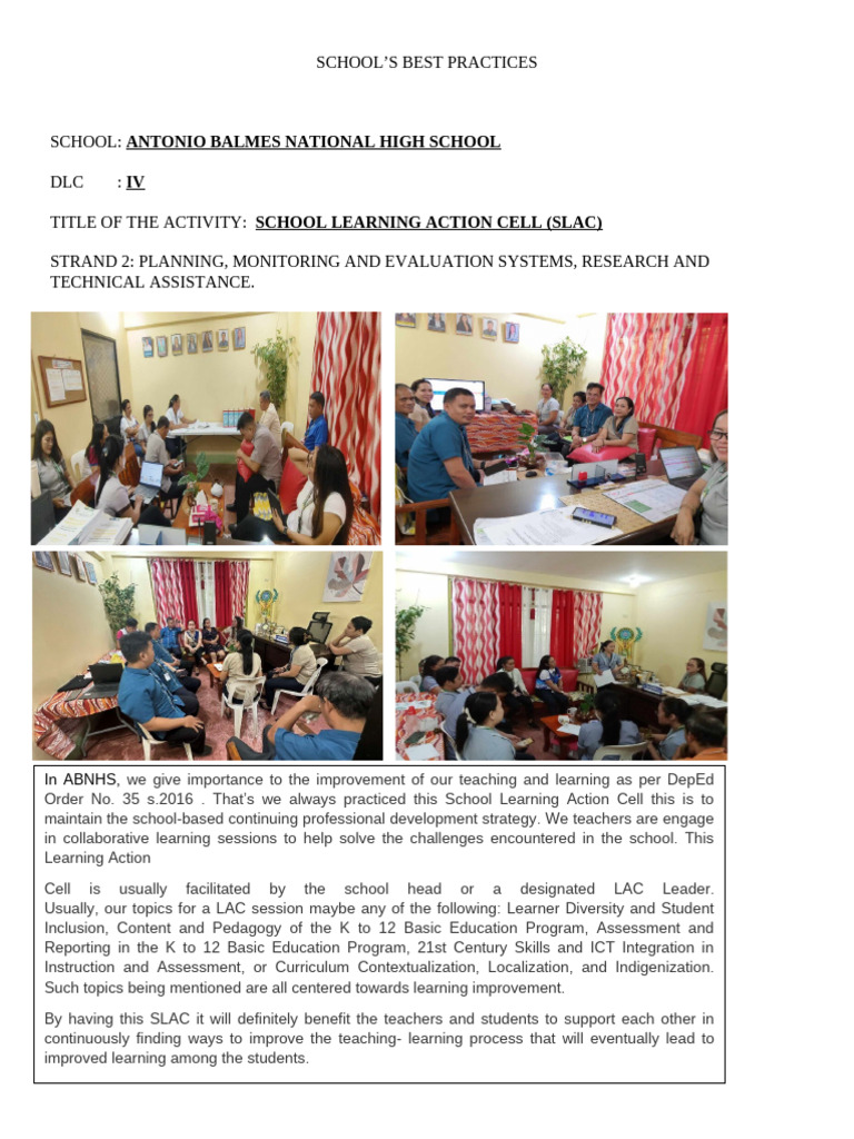 School Learning Action Cell | PDF