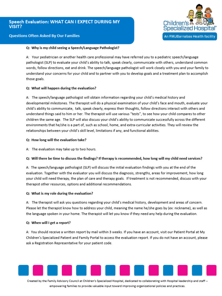 Speech Therapy Evaluation FAQ ENGLISH 2019 | PDF | Speech | Health Care