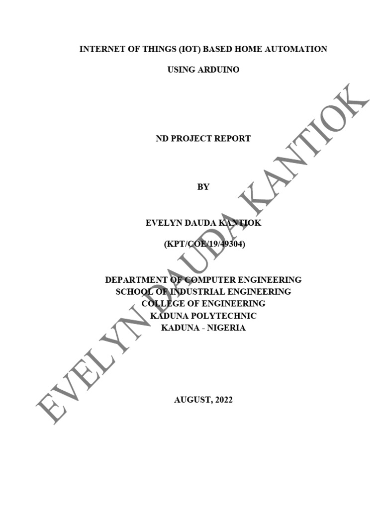 Evelyn Dauda Kantiok - Project Work | PDF | Home Automation | Arduino