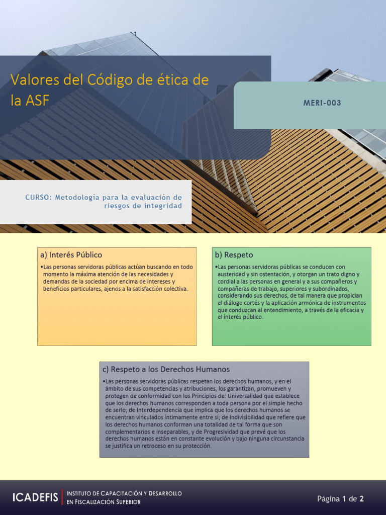 Valores Del Codigo de Etica | PDF | Derechos humanos | Invalidez