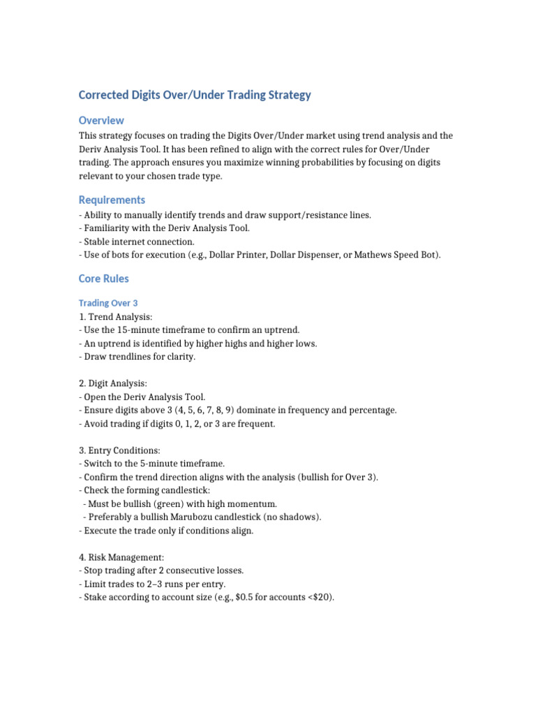 Over/Under Trading Strategy Guide | PDF