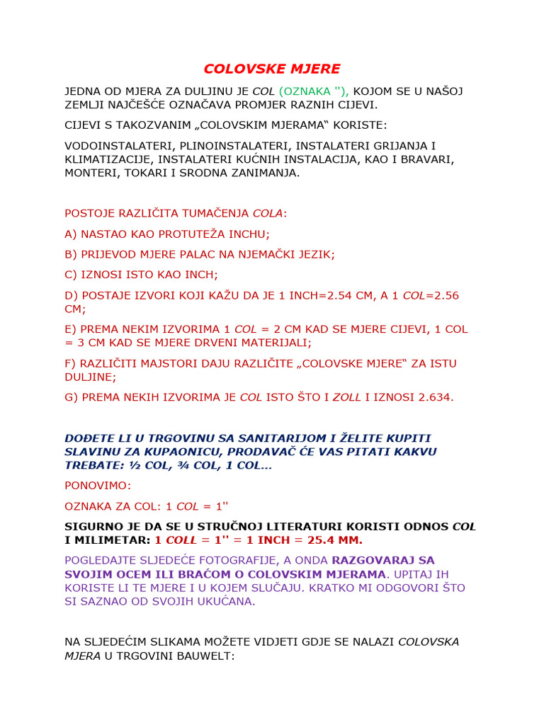 Colovske Mjere | PDF