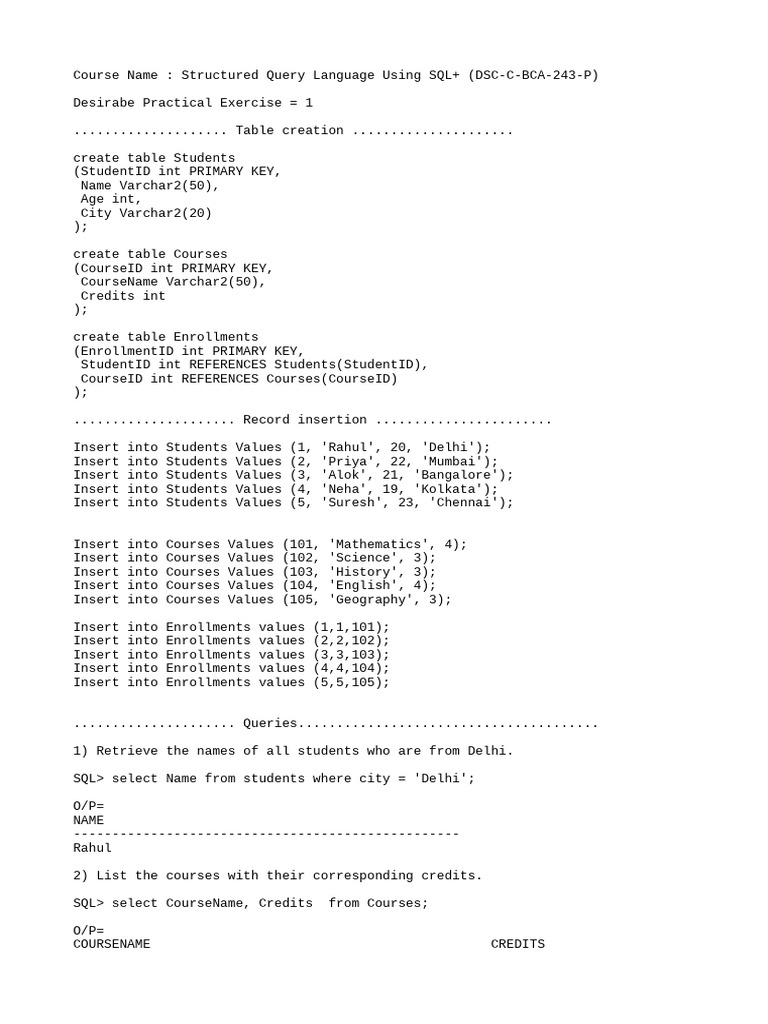 Unit 3 SQL Prac Notes Ex1 | PDF | Data Model | Data Management