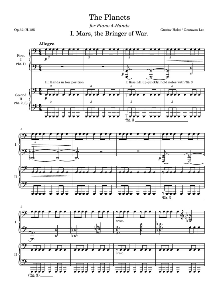 The Planets, Op.32 (4-Hands) | PDF | The Planets | Compositions