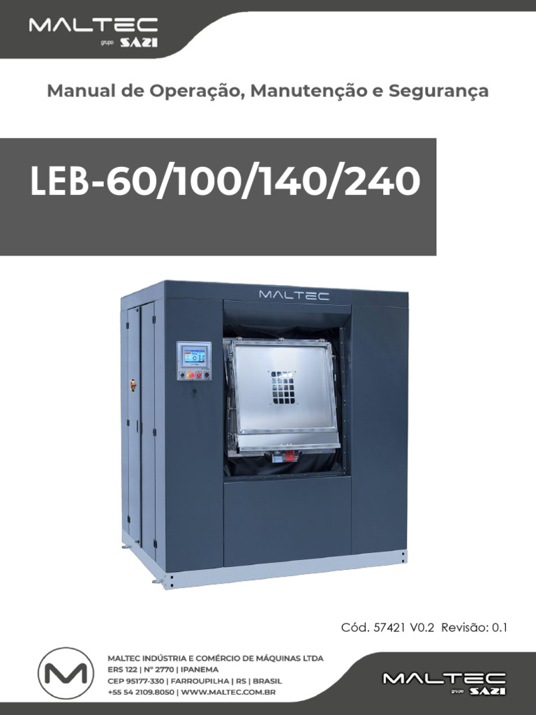 Manual de Lavadoras Maltec LEB-60/240 | PDF | Válvula | Freio