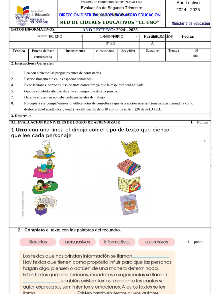 3ro 2do Trimestre | PDF | Evaluación | Cuestionario