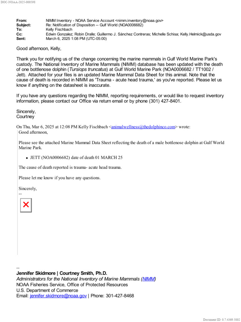 Jett Death Confirmation | PDF | Mammals | Cetaceans