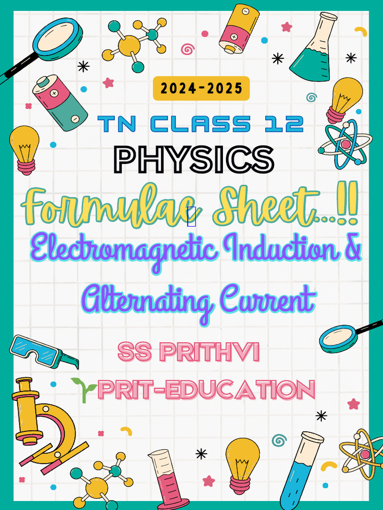 Class 12 Physics: EM Induction & AC Formulas | PDF | Inductance | Inductor