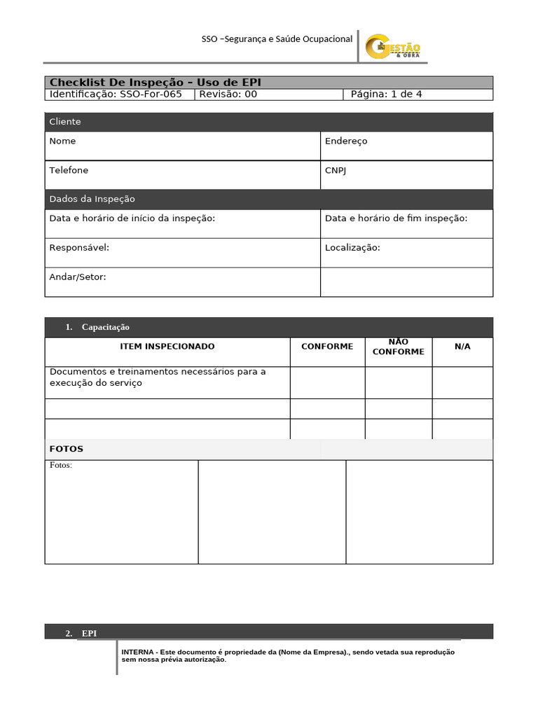Checklist de Inspeção de EPI SSO | PDF