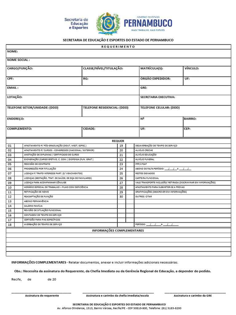 Formulário de Requerimento Geral | PDF
