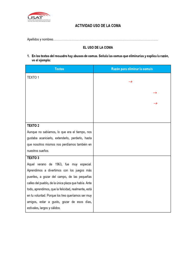 USO DE la coma | PDF
