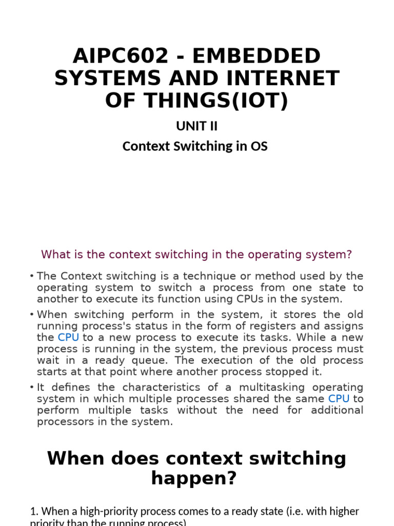 Context Switching in Operating Systems | PDF | Process (Computing ...