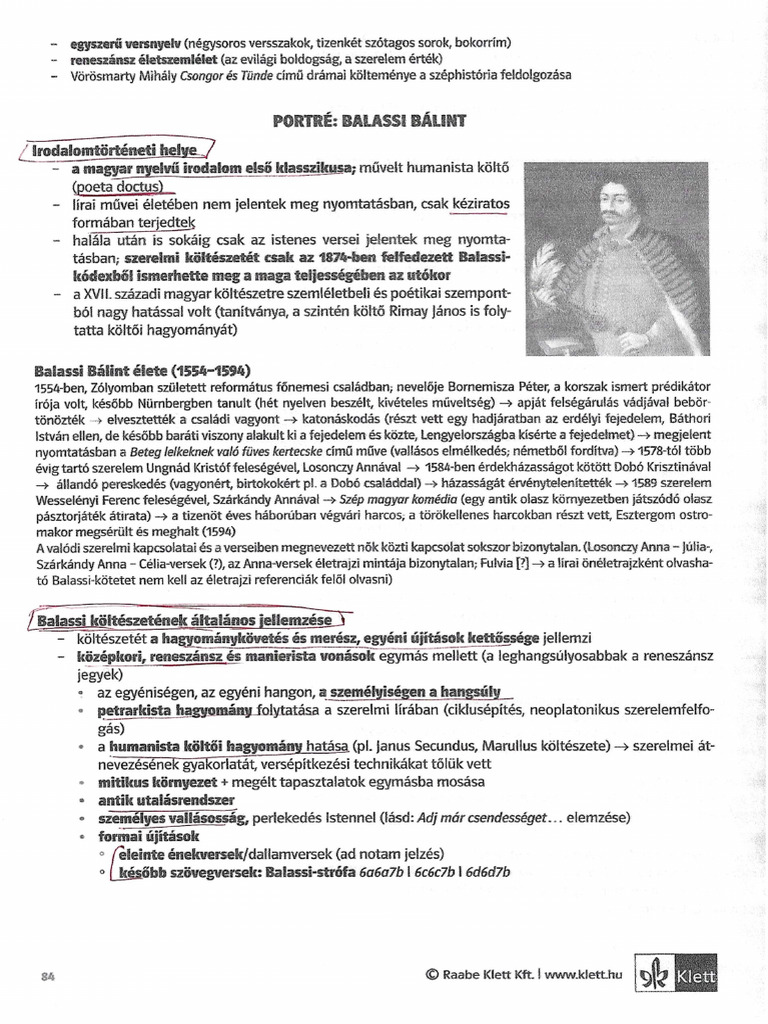 Tétel Balassi | PDF