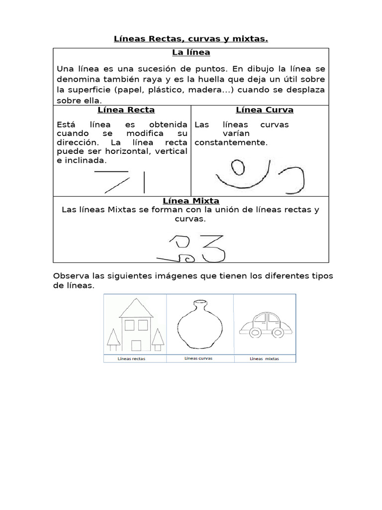Geometría-Primero-Básico Lineas Curvas y Rectas | PDF