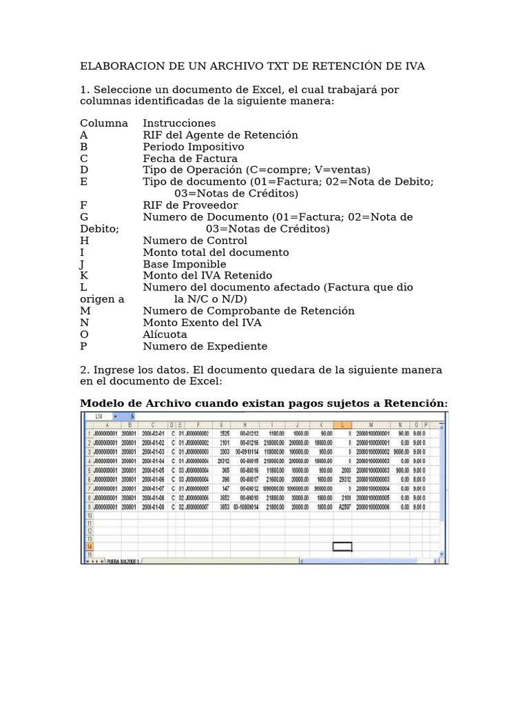 Crear archivo TXT para retenciones IVA | PDF | Impuesto al valor ...