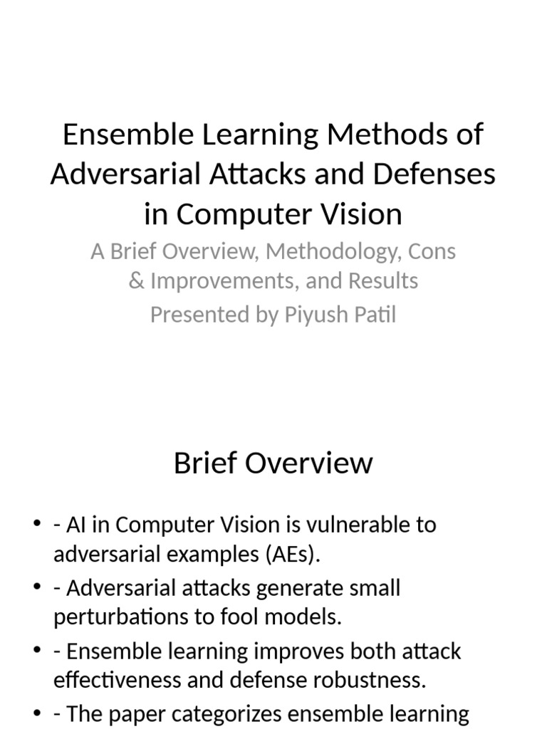 Ensemble Learning Adversarial Attacks Defenses | PDF