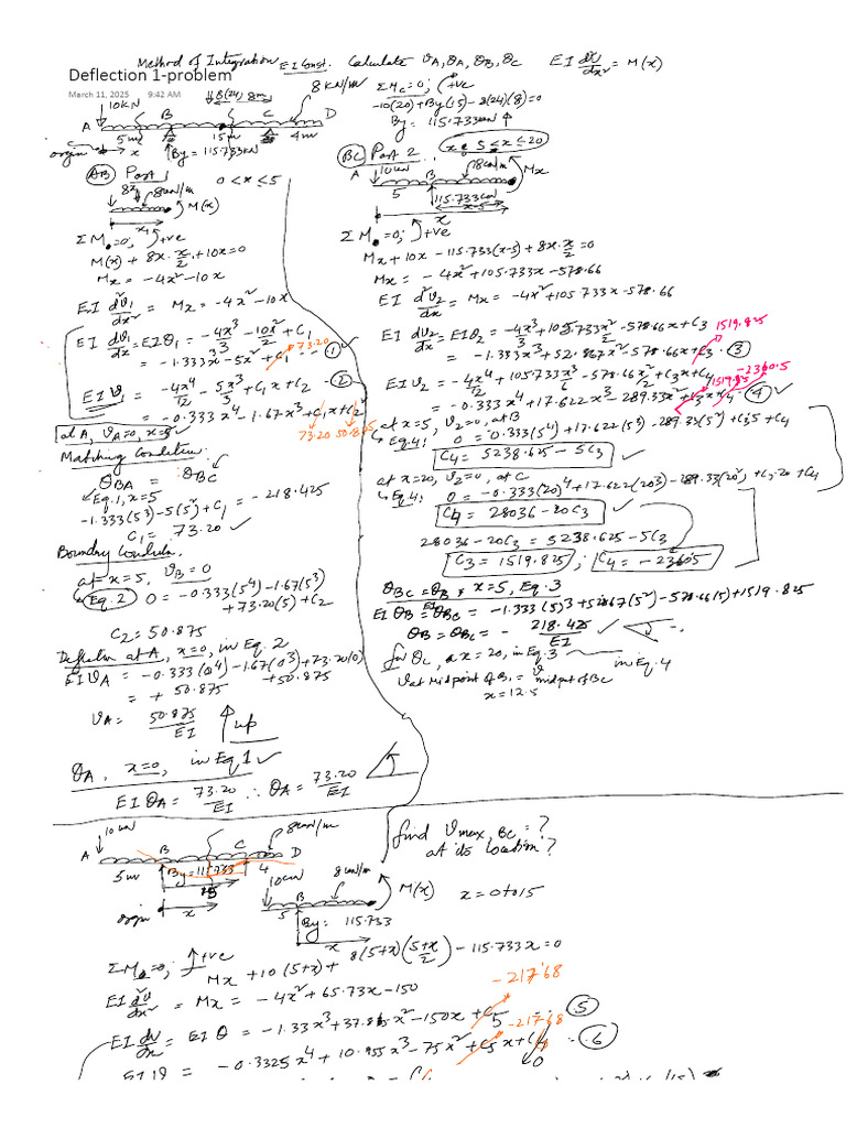 CVL420 W2025 Lecture 8 Deflection Class Problem 1 | PDF