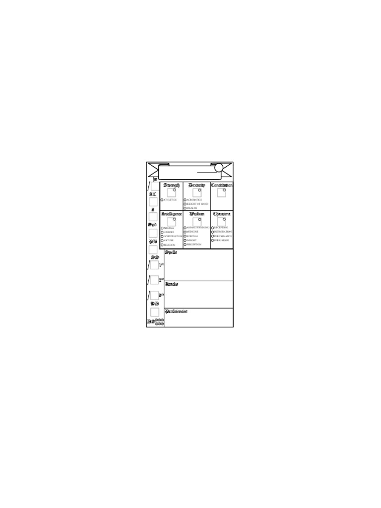 Mini Character Sheet DnD 5e | PDF | Role Playing Games | Tabletop Games