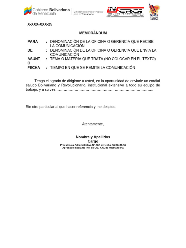 MODELO DE MEMORANDUM 2025 (5) | PDF