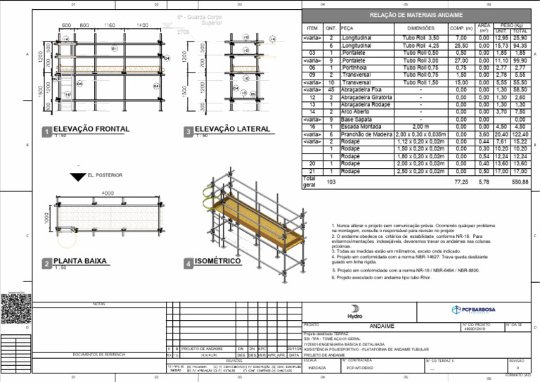 Projeto de Andaime Tubular Roll | PDF