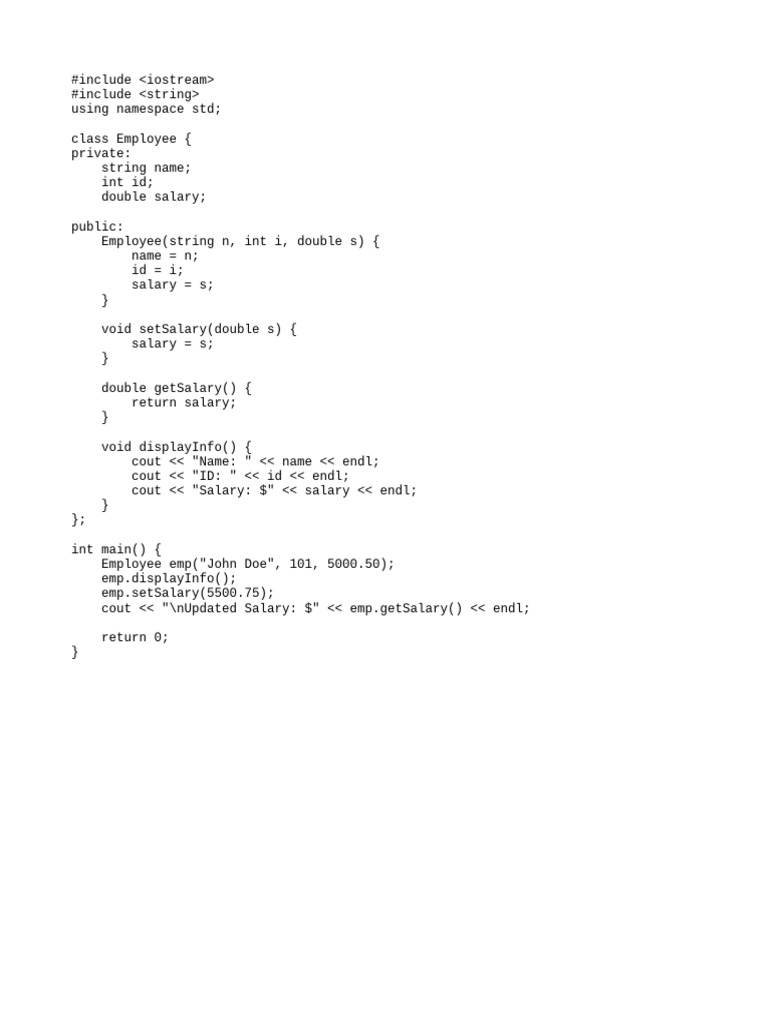 Employee Class UML Assignment | PDF