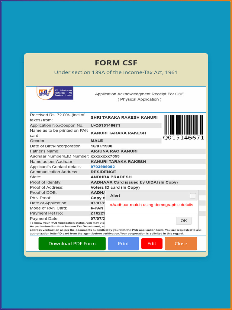 CSF Pan Form | PDF