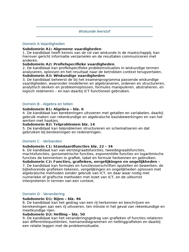 Wa Vwo - Leerstof | PDF