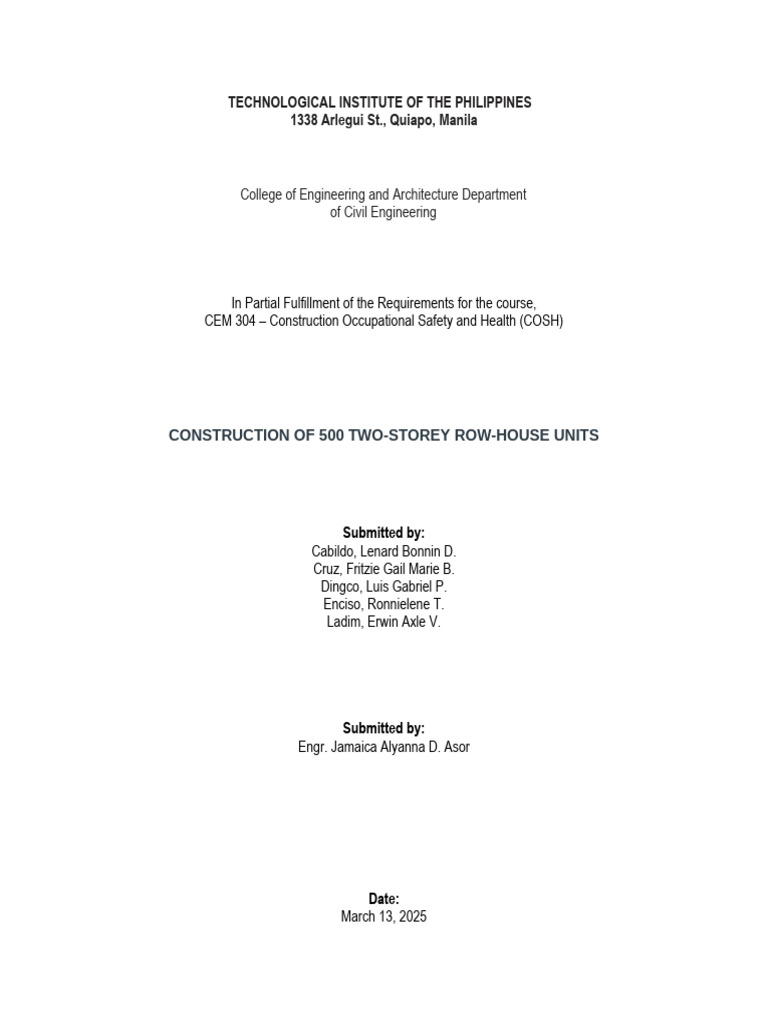 CEM 304 - Group Project - Prelim Requirement | PDF | Occupational Safety And Health | Safety