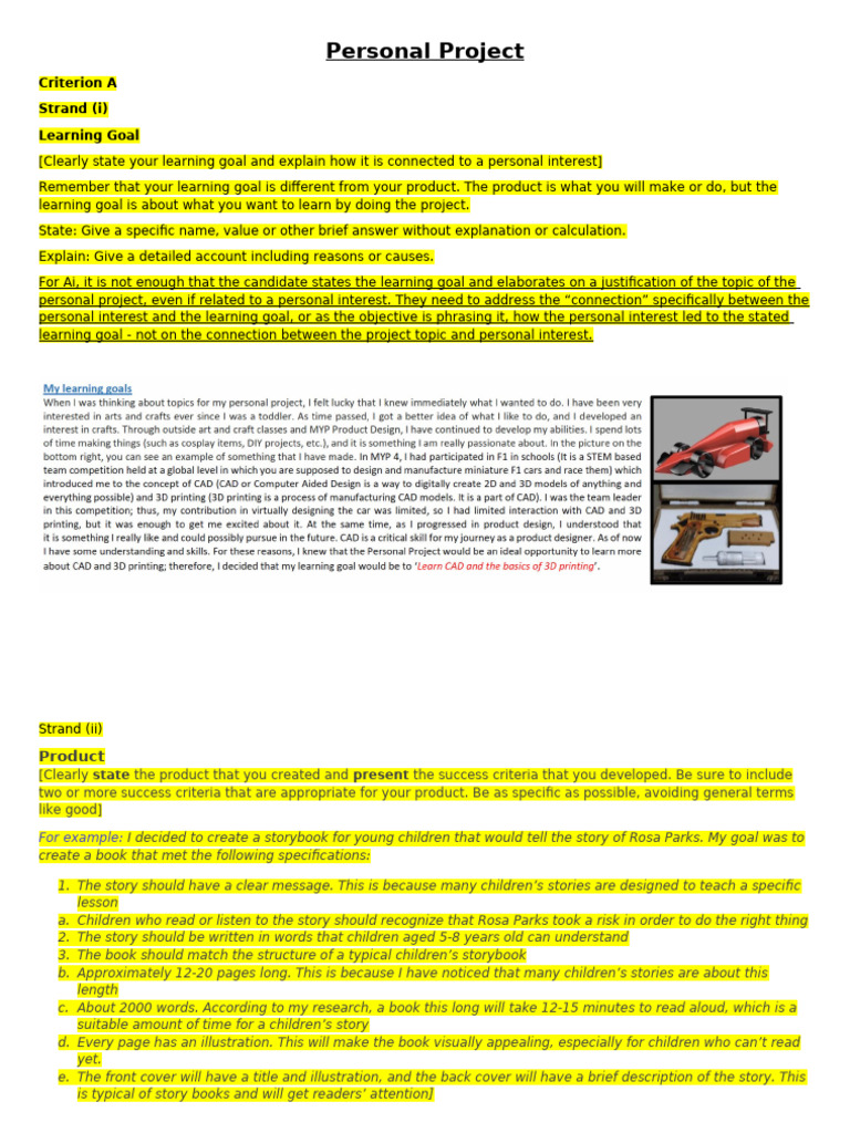 Sample - Personal Project Report Building | PDF | Goal | Performance ...