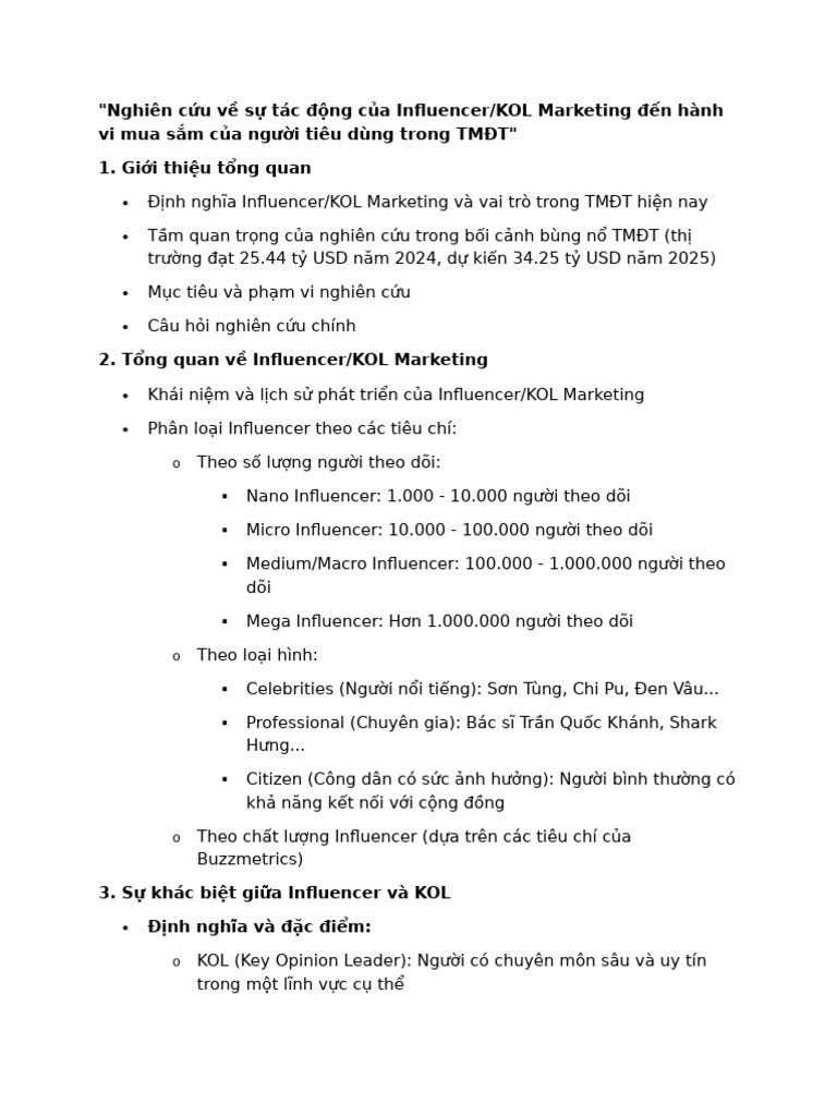 Nghiên cứu về sự tác động của Influencer - kol | PDF