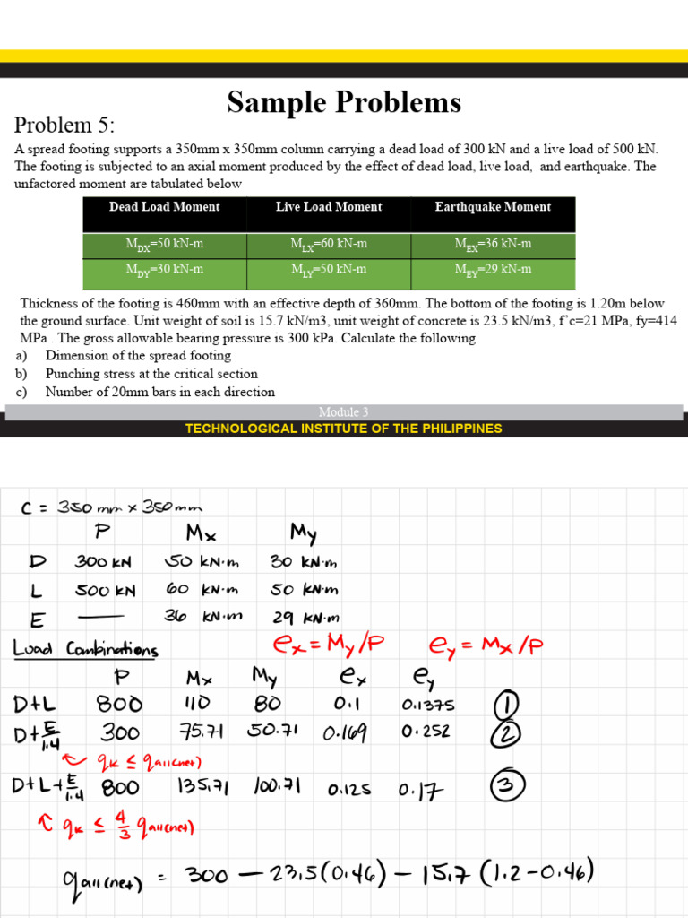 Rectangular Footing Design Problems | PDF | Applied And ...