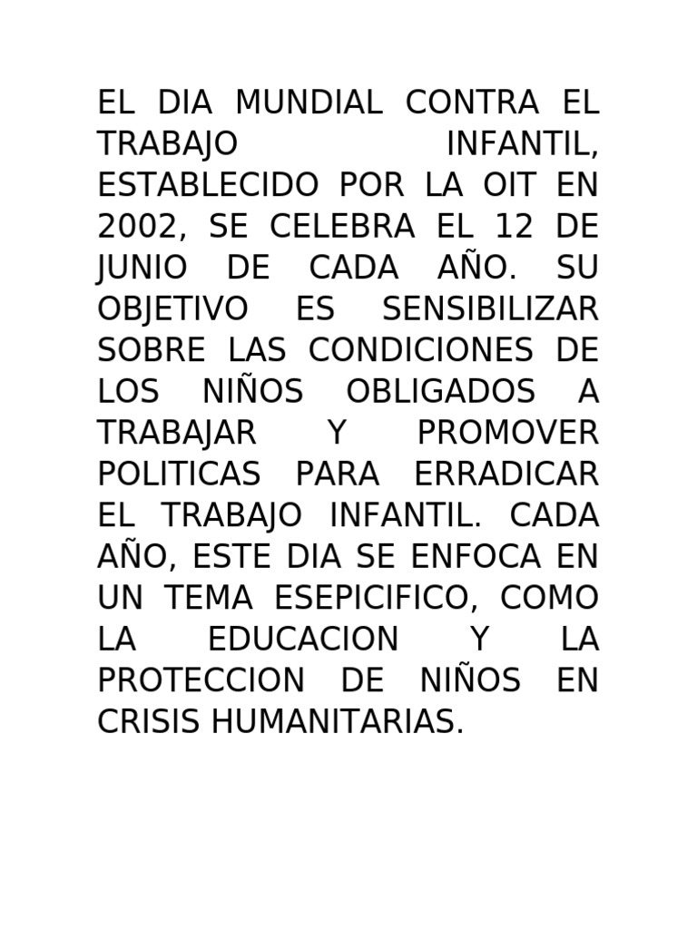 Día Mundial Contra el Trabajo Infantil | PDF