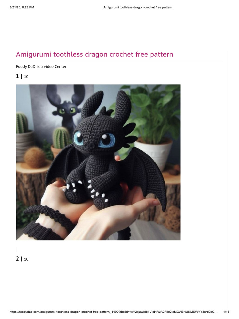 Banguela - Amigurumi Toothless Dragon Crochet Free Pattern | PDF ...