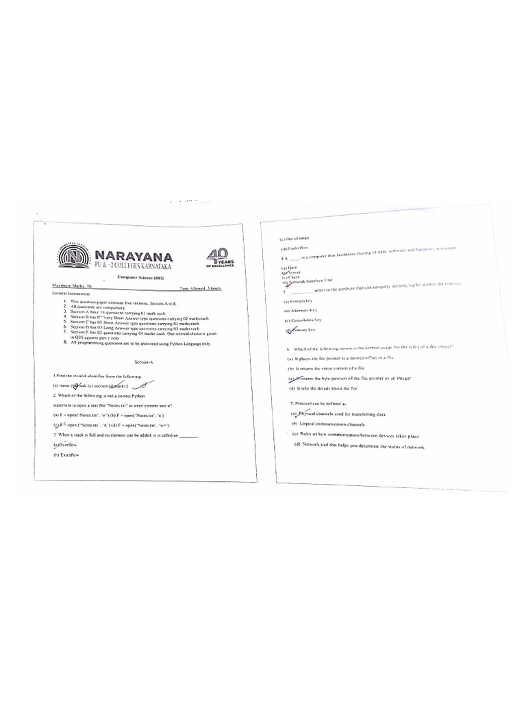 12th CBSE - PREFINAL CS PAPER | PDF