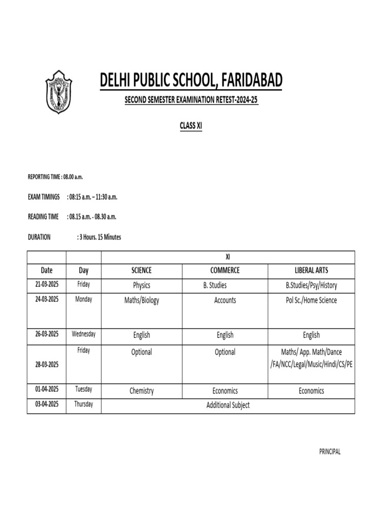 20250317042717CLASS XI DATE SHEET | PDF