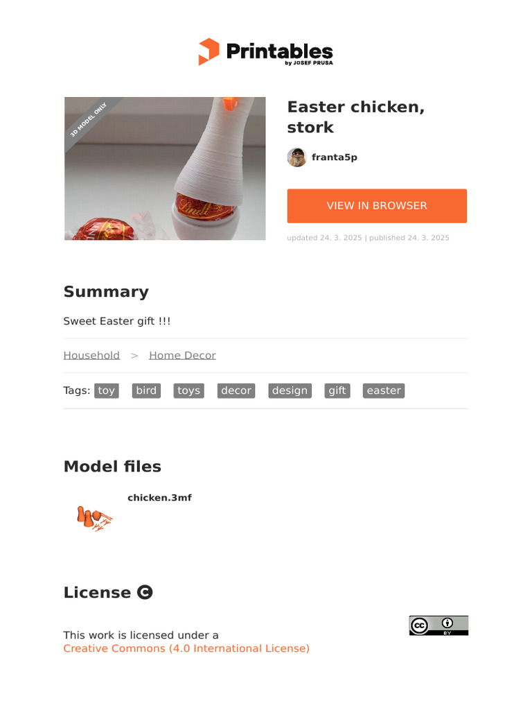 3D Easter Chicken Stork Model Download | PDF