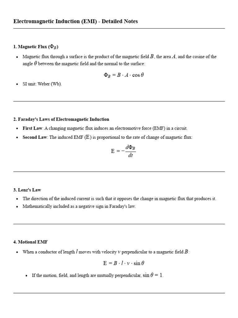 Electromagnetic Induction Short Notes Pdf Electromagnetic Induction
