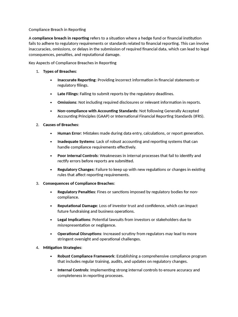 Compliance Breaches in Financial Reporting | PDF | Regulatory ...