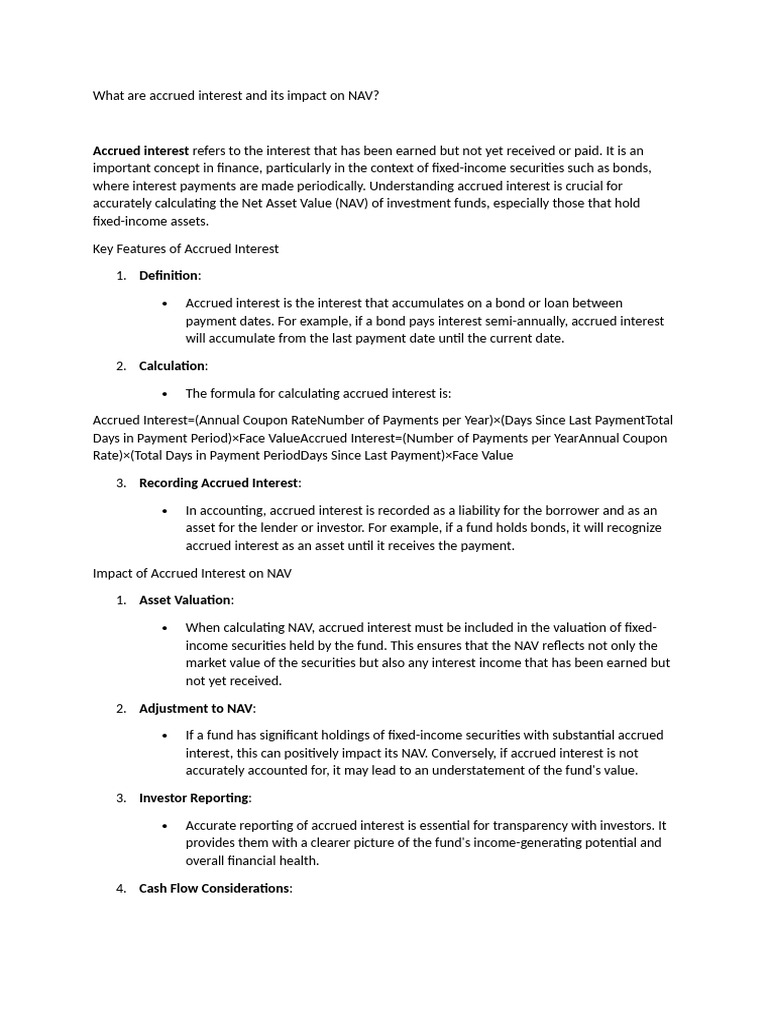 Accrued Interest and NAV Explained | PDF | Present Value | Bonds (Finance)