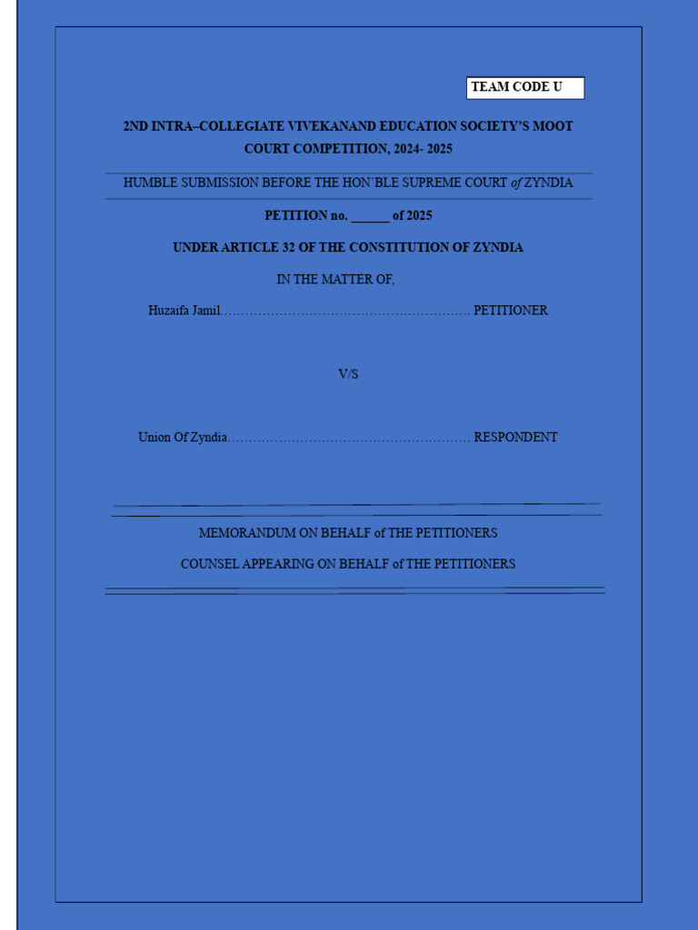 Team Code U Memorial Final | PDF | Freedom Of Speech | Prior Restraint