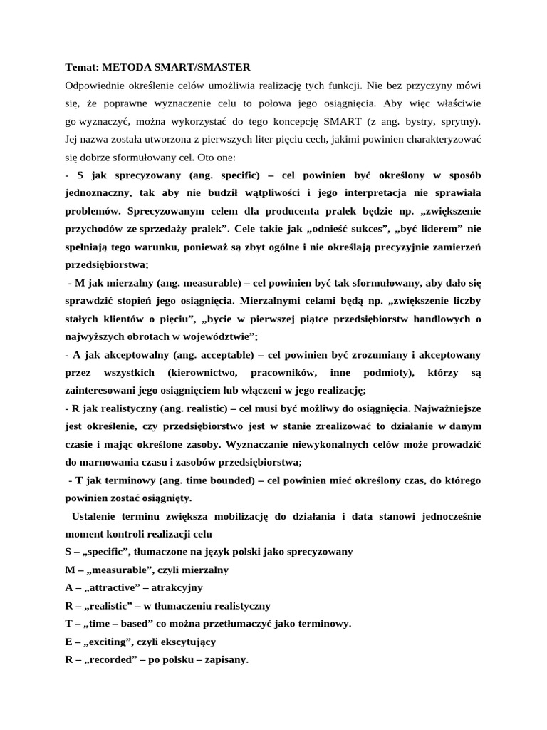 Metoda SMART | PDF
